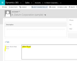 Dynamics 365 HTML Web Resource Example Carl De Souza