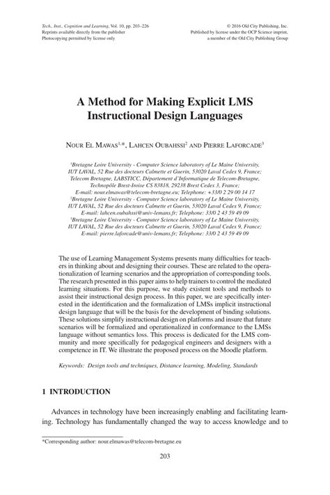Pdf A Method For Making Explicit Lms Instructional Design Languages