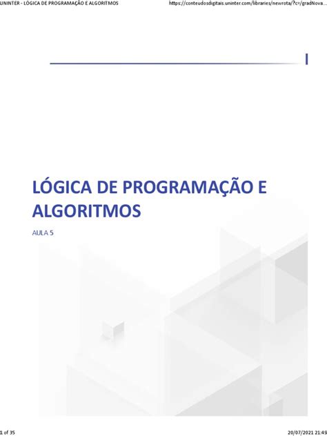 Aula 05 Lógica Pdf Algoritmos Escopo Ciência Da Computação
