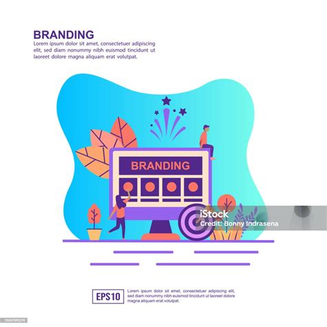 브랜딩의 벡터 일러스트 레이 션 개념입니다 배너 전단지 승진 마케팅 자료 온라인 광고 비즈니스 프리 젠 테이 션을 위한 현대 그림 개념적 개념에 대한 스톡 벡터 아트 및