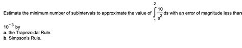 solved estimate the minimum number of subintervals to