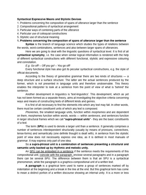 Syntactical Expressive Means And Sds Pdf Syntax Sentence