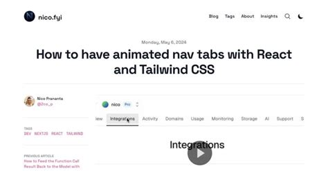 Nico Prananta On Linkedin How To Have Animated Nav Tabs With React And Tailwind Css