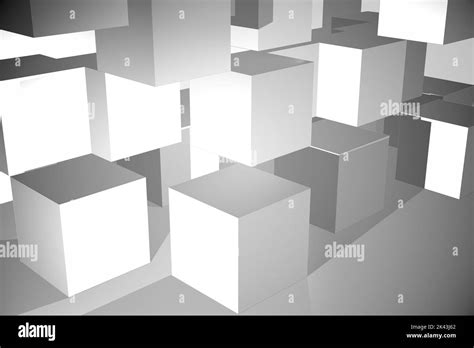 abstract illustration of multiple 3d grey cubes against white