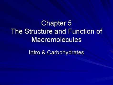 Chapter The Structure And Function Of Macromolecules