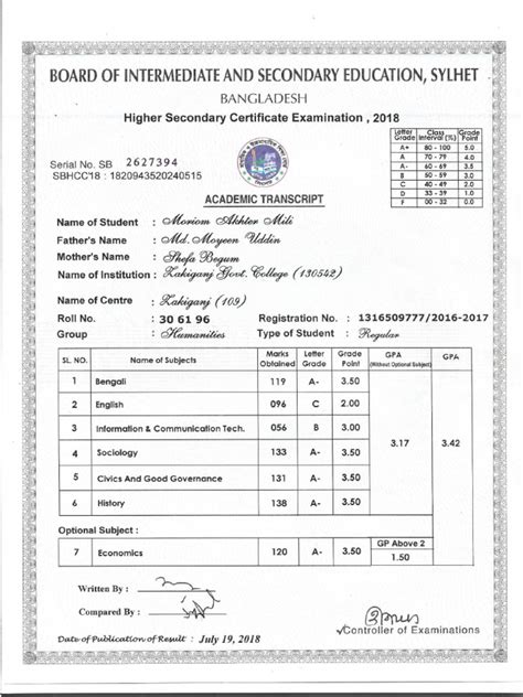 Hsc Transcript Pdf