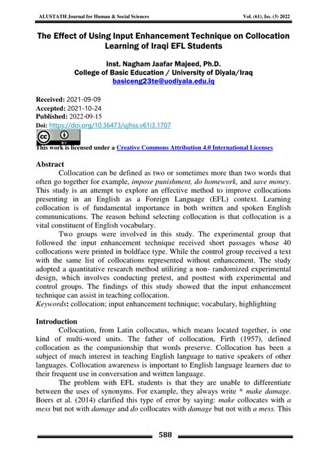 Pdf The Effect Of Using Input Enhancement Technique On Collocation