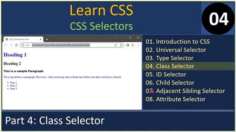 Css Selectors Part 4 Class Selector Css Tutorials 04 Youtube