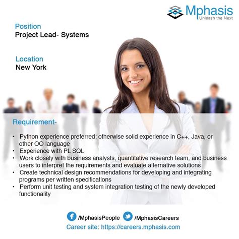 Mphasis On Linkedin Mphasis Is Looking For Project Lead Systems Location New York Click On