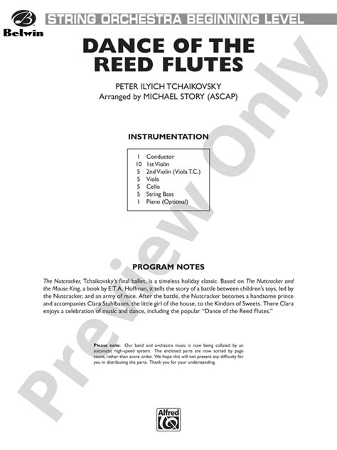 Dance Of The Reed Flutes From The Nutcracker Score String Orchestra Score Digital Sheet