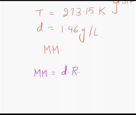SOLVED The STP Density Of A Gas Is 1 46 Grams Per Liter Calculate Its Molar Mass