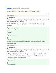 MODULE Quiz Docx MODULE DEVELOPING A NETWORK DIAGRAM DEVELOPING A NETWORK DIAGRAM QUIZ
