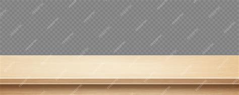 투명 한 배경에 고립 된 책상의 나무 표면 목재 보드로 만든 부엌 상단 가벼운 나무 탁상 사실적인 벡터 일러스트 레이 션 프리미엄 벡터