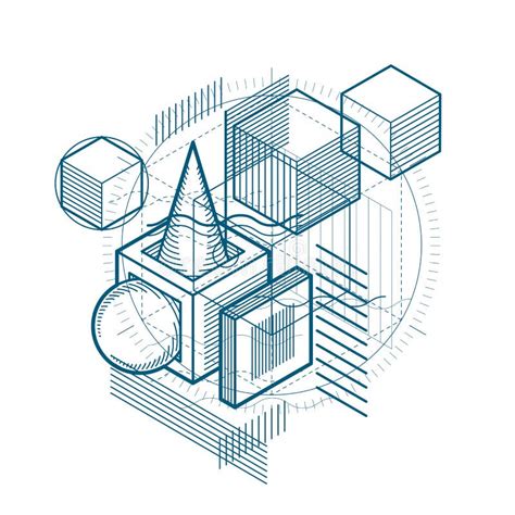 Isometric Abstract Background With Linear Dimensional Shapes Vector 3d Mesh Elements