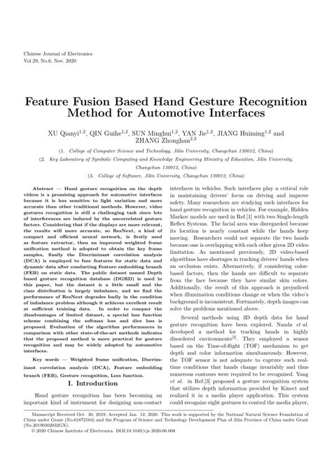 feature fusion based hand gesture recognition method for automotive