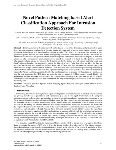 Pdf Novel Pattern Matching Based Alert Classification Approach For