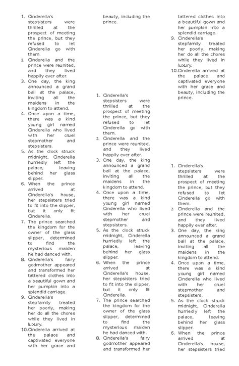 Cinderella Sequencing Of Events Catch Up Friday Activity 1 Cinderellas Stepsisters Were