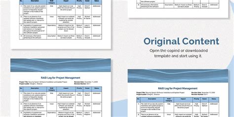 RAID Log Template For Project Management In Word Google Docs Download Template Net