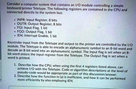 solved consider a computer system that contains an l o module