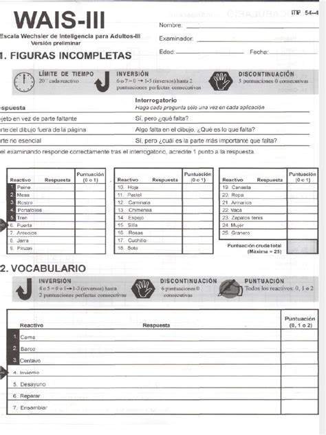 Pdfslide Tips Protocolo Wais Iiipdf Pdf Escala De Inteligencia Para Adultos De Wechsler