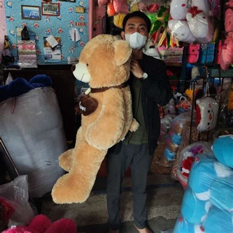 Promo Boneka Teddy Tedi Tedy Beruang Mr Bean Bear Love Cokelat Jumbo Besar P Diskon 23 Di