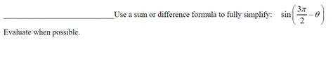 Solved л Use a sum or difference formula to fully simplify Chegg