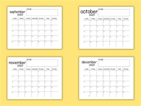 2023 Landscape Calendar Printable Horizontal Planner Insert Etsy