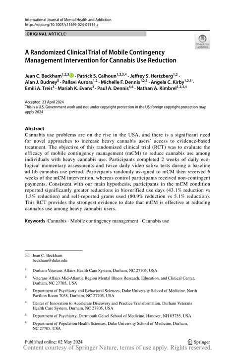 A Randomized Clinical Trial Of Mobile Contingency Management Intervention For Cannabis Use
