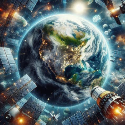 Satellite Monitoring Weather Patterns On Planet Earth Stock Illustration Illustration Of