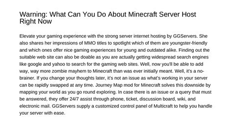 Warning What Are You Able To Do About Minecraft Server Host Proper