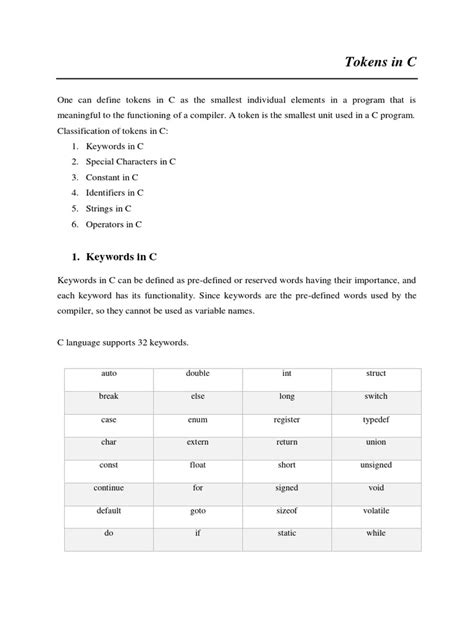 Tokens In C Download Free Pdf Data Type Integer Computer Science