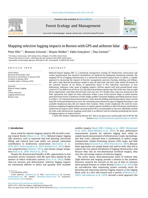 Pdf Reduced Impact Logging In Borneo To Minimize Carbon Emissions And