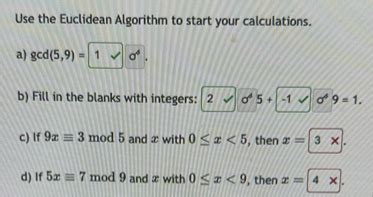 Solved Use the Euclidean Algorithm to start your | Chegg.com