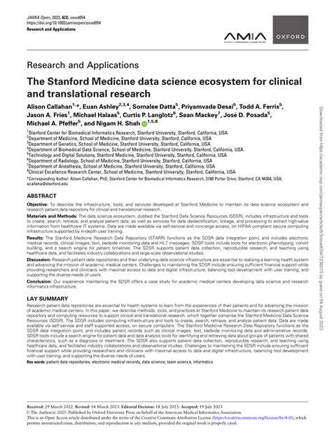Pdf The Stanford Medicine Data Science Ecosystem For Clinical And