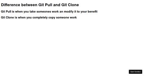 difference between git pull and git clone codesandbox