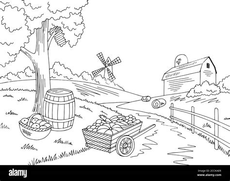 Fall Harvest Clip Art Black And White Set Of Outline Cartoon Different