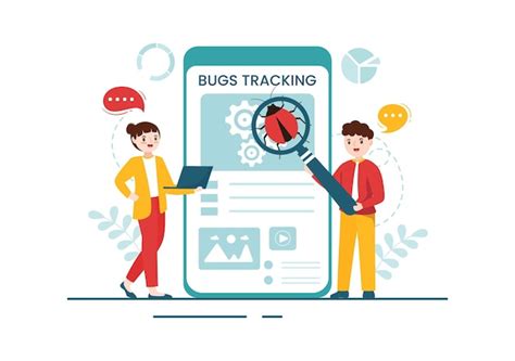 Premium Vector Bug Tracking Vector Illustration With Mobile Phone Protection From Computer