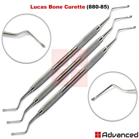 3 Pcs Lucas Bone Curettes 2 4mm Periodontal Extraction Cyst Removal
