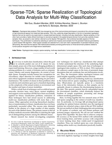 PDF Sparse TDA Sparse Realization Of Topological Data Analysis For Multi Way Classification