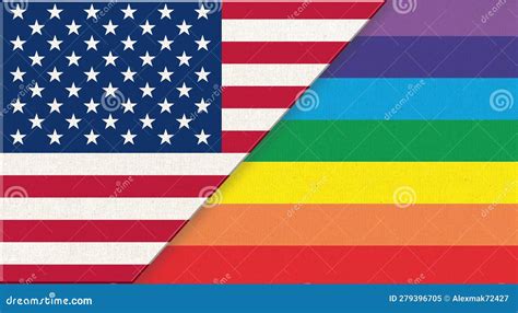 Flag Of USA And Sexual Diversity American Flag And Rainbow Colors Stock Illustration