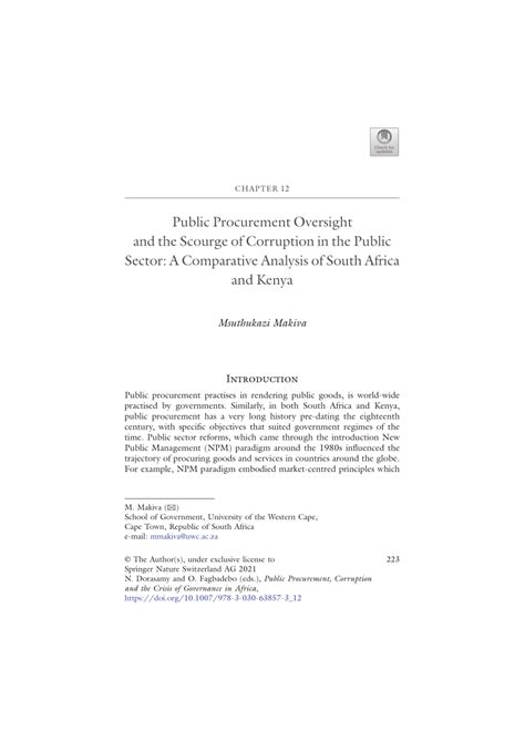 Pdf Public Procurement Oversight And The Scourge Of Corruption In The