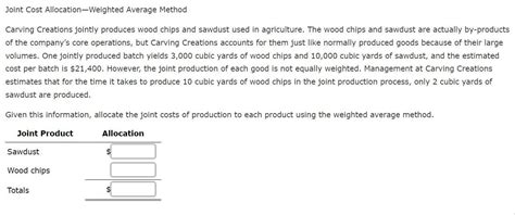 solved joint cost allocation weighted average method carving