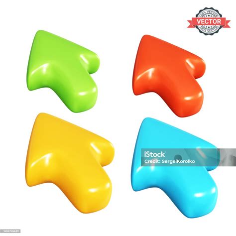 Set Of Mouse Pointers Arrows Or Computer Cursors Realistic 3d Vector Graphics Isolated On A