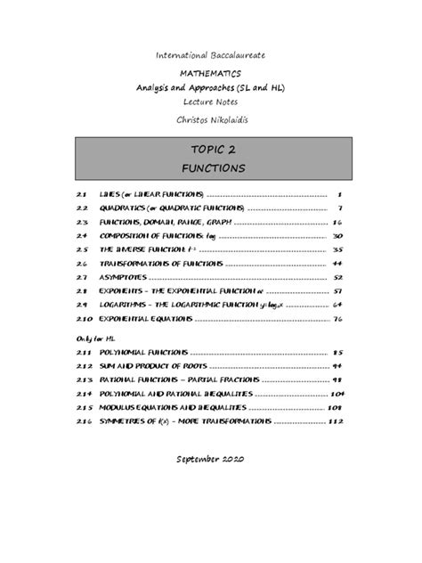 Topic 2 Functions Pdf Function Mathematics Quadratic Equation