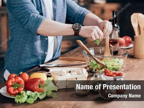 Man Cropped Shot Preparing Vegetable Powerpoint Template Man Cropped