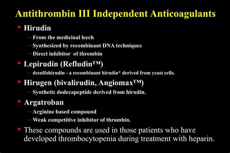 Ppt Antithrombin Iii Independent Anticoagulants Powerpoint