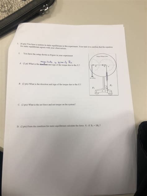 Solved Pts You Have A System In Static Equilibrium In This Chegg