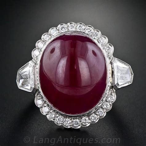 26 Plus Carat No Heat Oval Cabochon Ruby And Diamond Ring