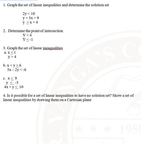 solved 1 graph the set of linear inequalities and determine