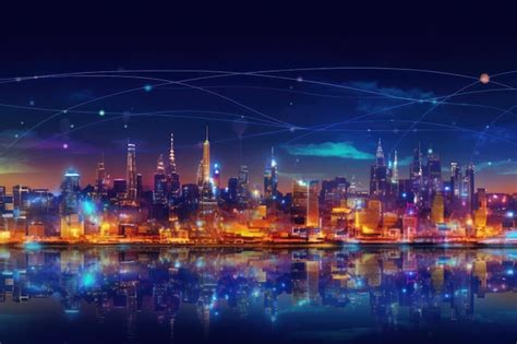 Premium Ai Image Smart City And Abstract Dot Point Connect With Gradient Line And Aesthetic